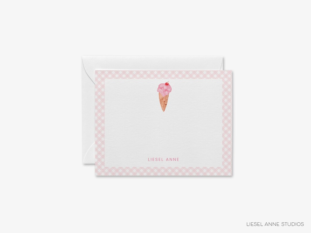 Ice Cream Personalized Stationery | Ice Cream Flat Note Cards | Ice ...