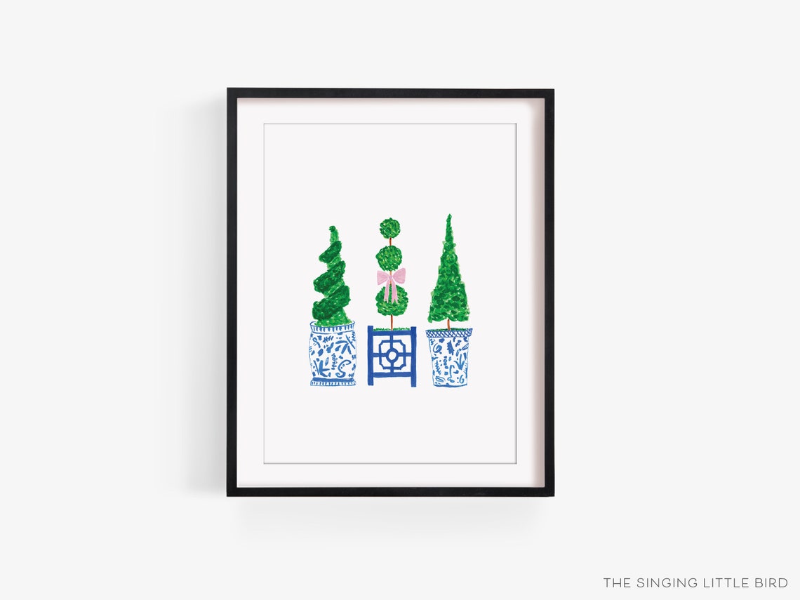 Topiary Trio Art Print Hand Painted Ginger Jar Art Home - Etsy