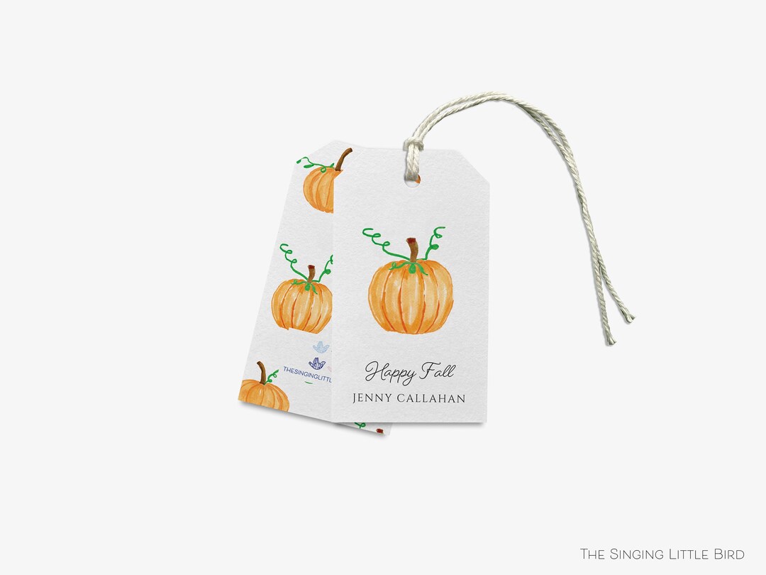 Pumpkin Gift Tags | Happy Fall Tag | Halloween Favor Tag | Watercolor ...
