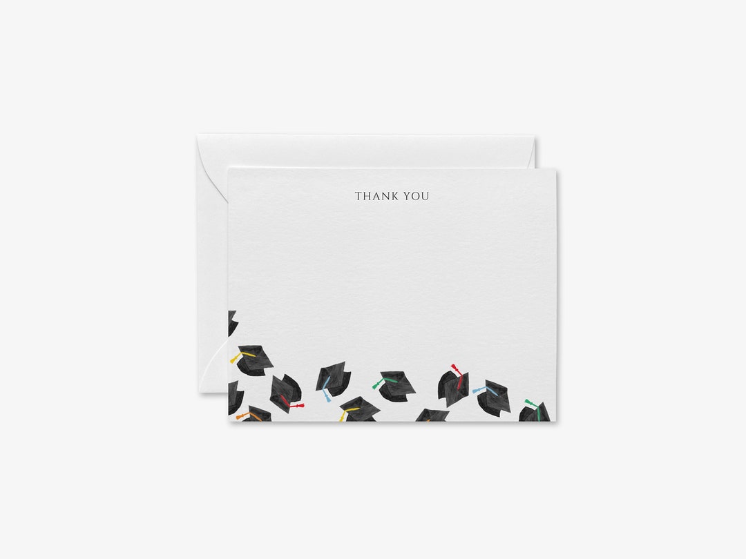 Colorful Graduation Caps Stationery [set of 8] | Grad Cap Notecards ...