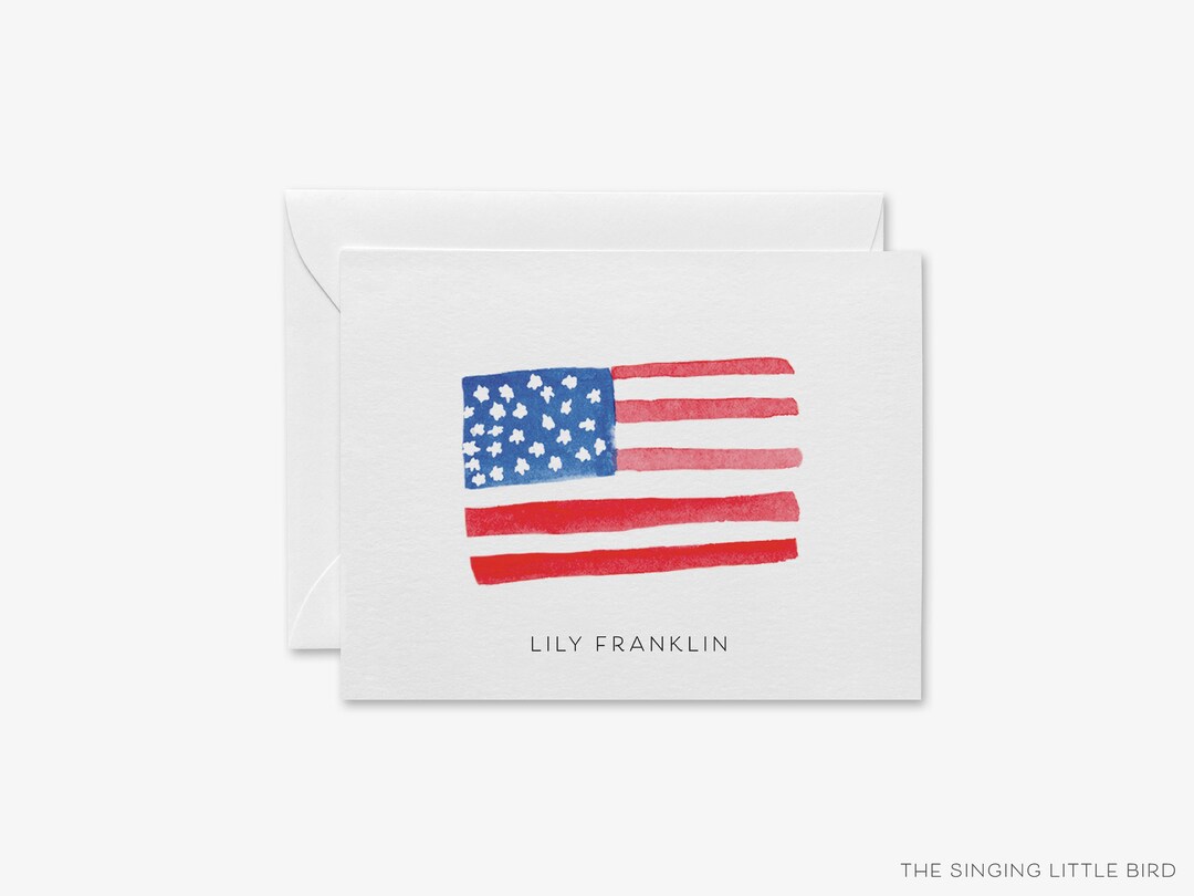 Personalized American Flag Cards Patriotic Folded Cards USA Gift ...
