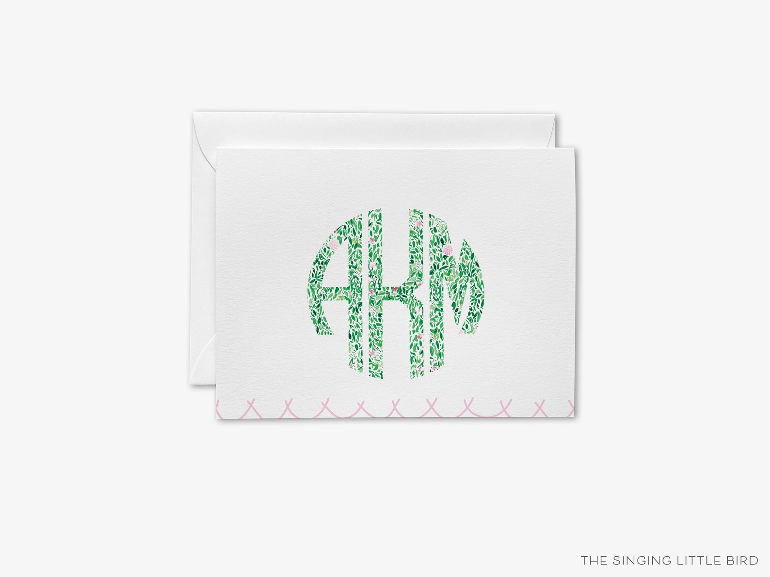 Monogram Stationery Set | Personalized Folded Notes, Green Watercolor ...