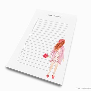 Personalized Notepads Girl Kiss Lips Dress Girl Custom Hair Color ...