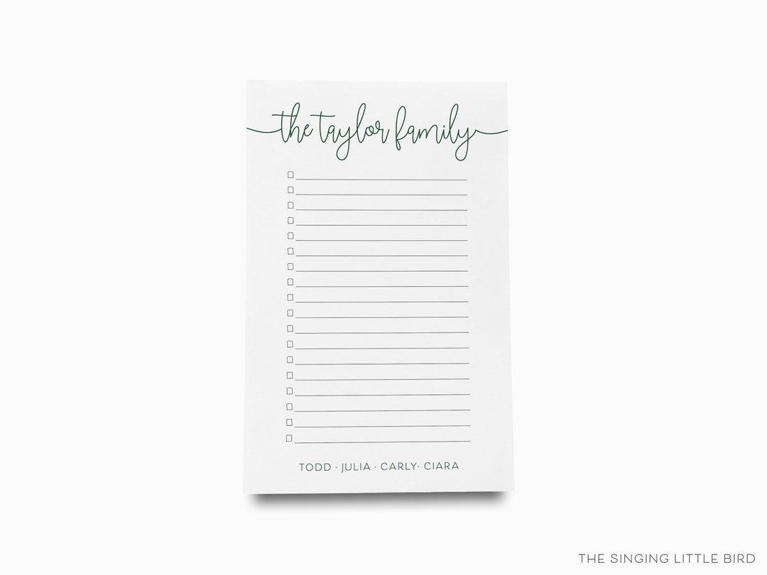 Personalized Family Notepad Family Notepad Set Custom to Do List Family ...