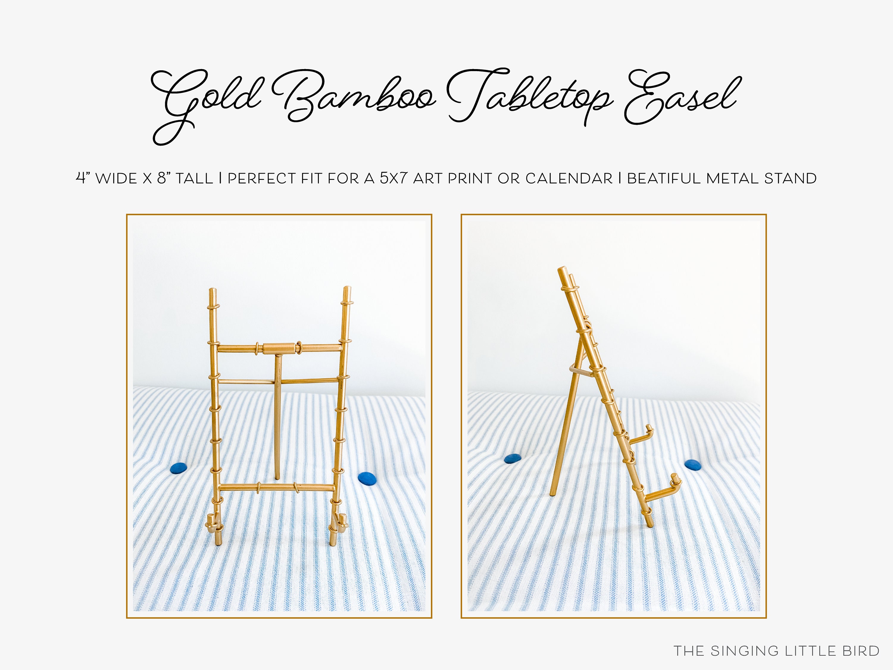 Gold Bamboo Tabletop Easel | Art Print Display Stand | Metal | Classic ...