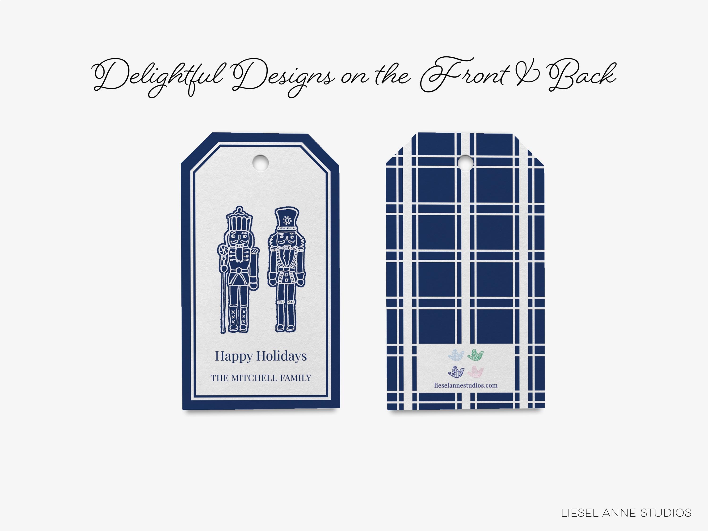 Personalized Navy Gingerbread Nutcracker Gift Tag | Blue and White ...