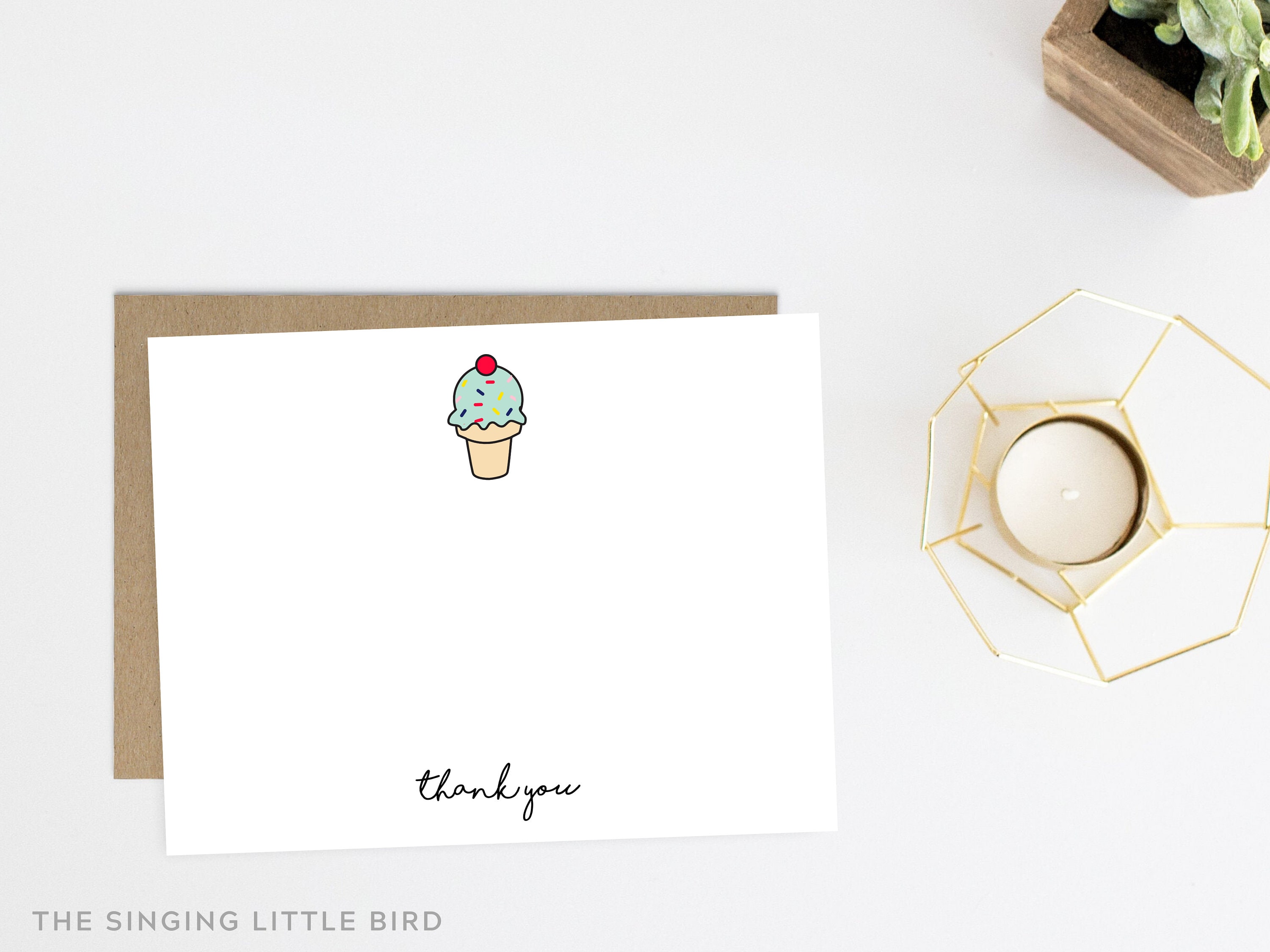 Ice Cream Personalized Stationery / Ice Cream Flat Note Cards | Etsy