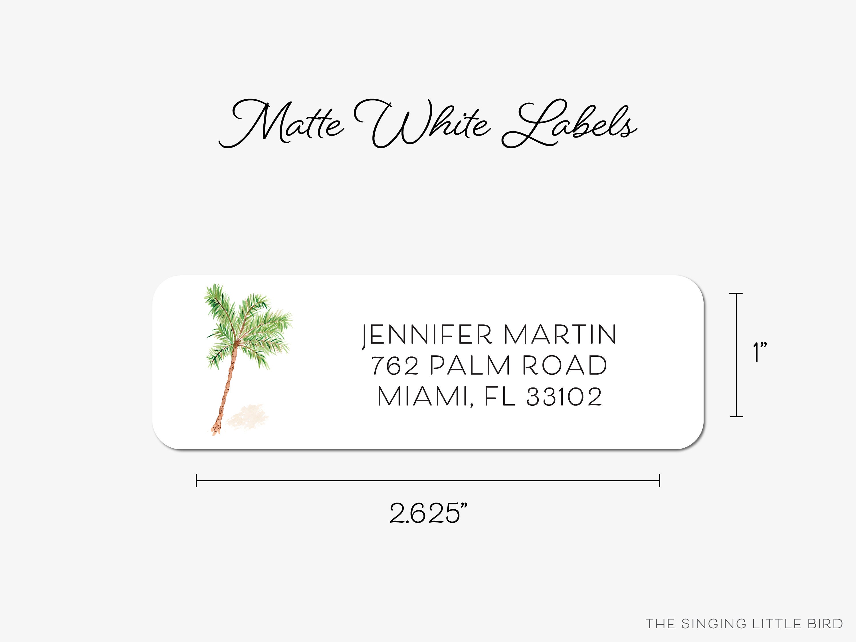 Palm Tree Return Address Labels PRINTED White Matte Address | Etsy