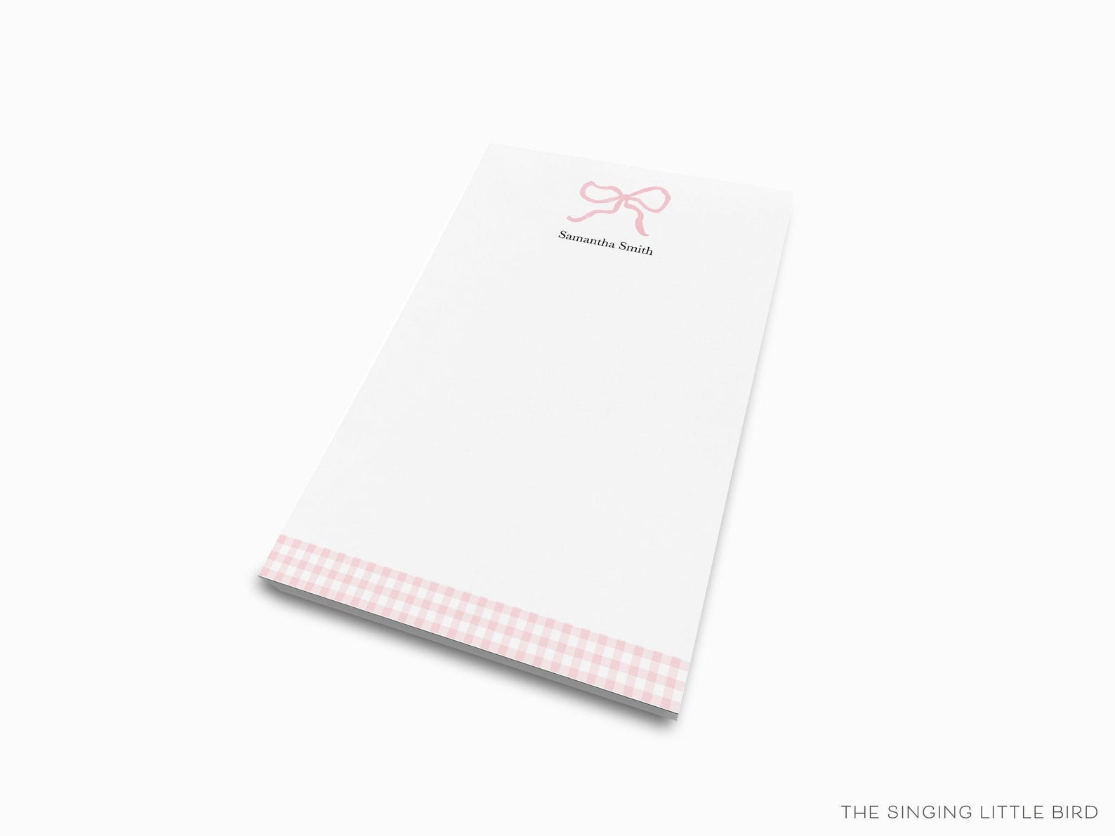 Personalized Pink Bow Notepad | Gingham Stationery Set - Etsy