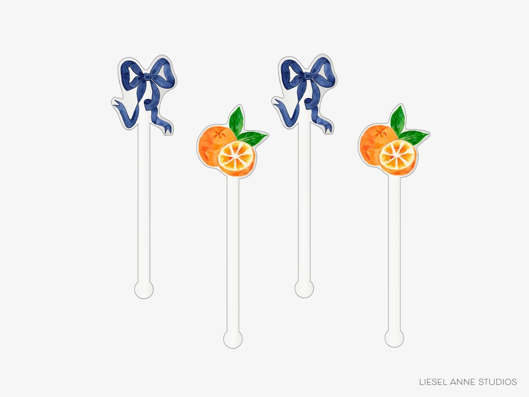 Orange and Navy Citrus Stir Sticks | Reusable Drink Stirrers | Cocktail ...