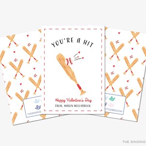 Personalized Kids Valentine Cards for School | Baseball Valentine's Day ...