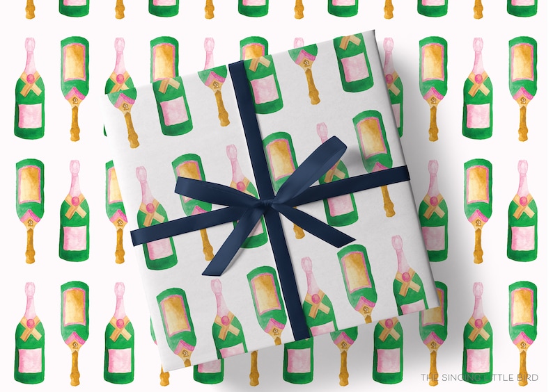 Champagne Bottle Gift Wrap Celebration Wrapping Paper - Etsy