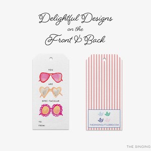 Heart Sunglasses Gift Tags [sets of 8] | Heart Sunglasses Tags | Summer ...