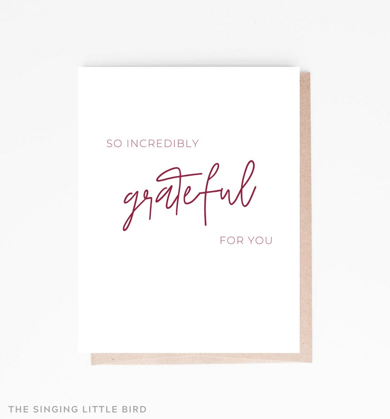 Grateful For You Card / Thank You Card / Thankful For You Card | Etsy