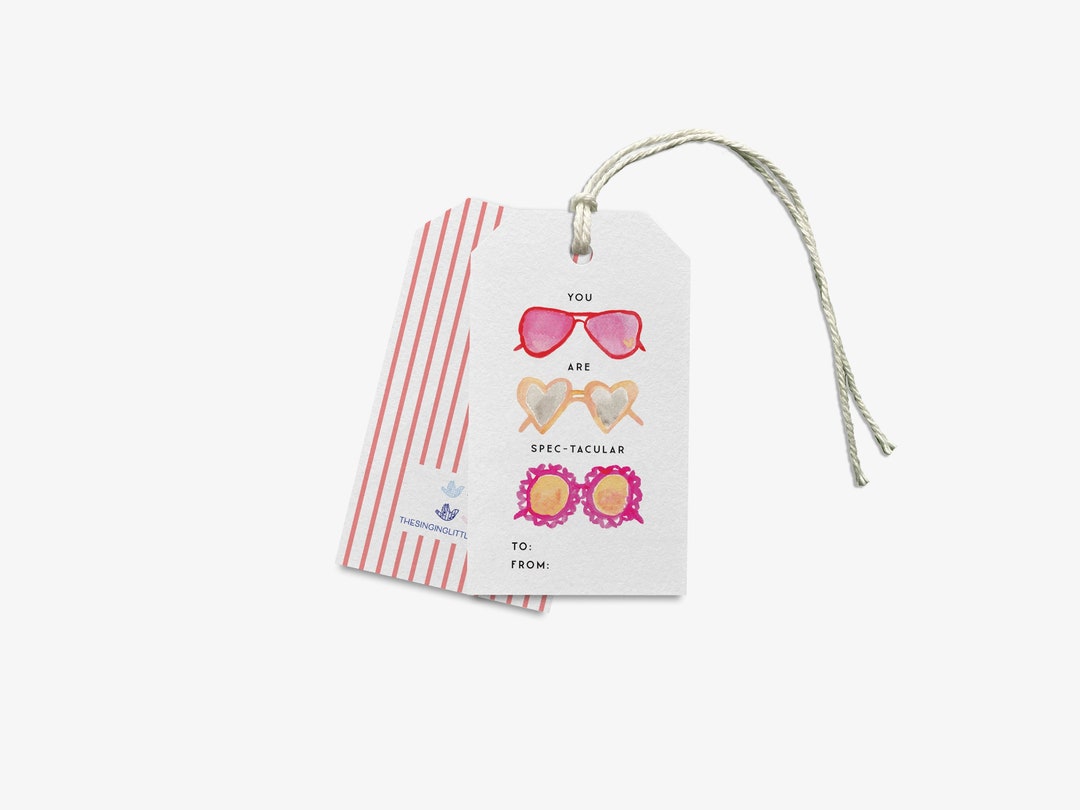Heart Sunglasses Gift Tags [sets of 8] | Heart Sunglasses Tags | Summer ...
