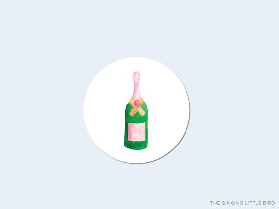 Champagne Bottle Stickers Party Round Sticker Bubbly - Etsy