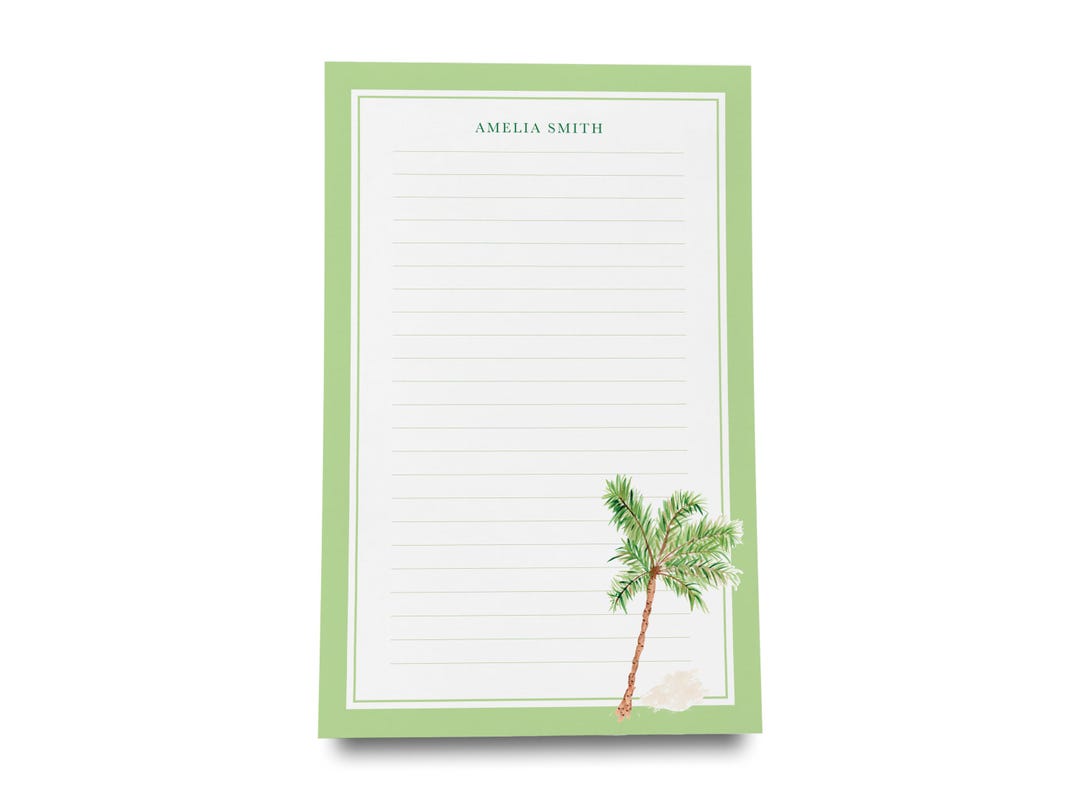 Palm Tree Personalized Notepad | Watercolor Beach Theme - Etsy