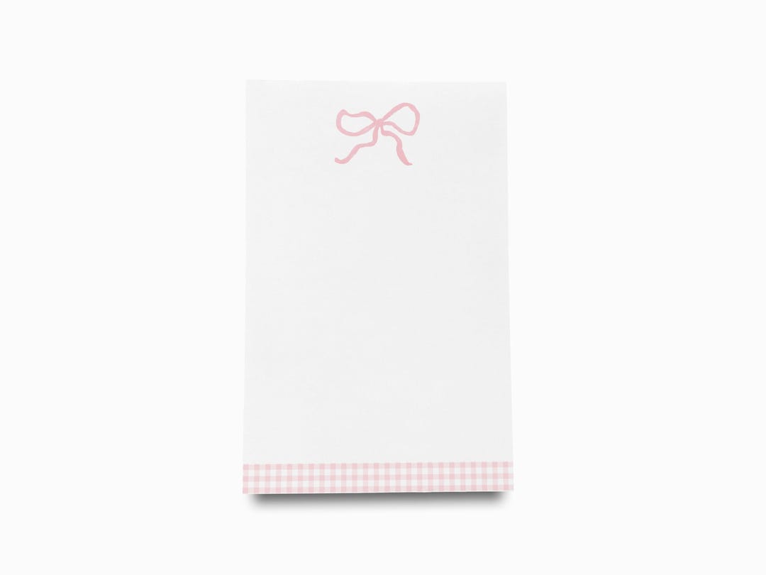 Pink Bow Notepad | Pink Gingham Notepad Set | Pink to Do List | Preppy ...