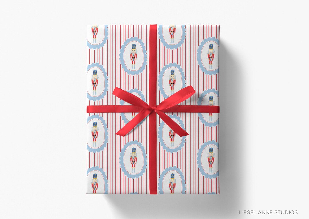 Nutcracker Red Stripe Christmas Gift Wrap | Christmas Nutcracker ...
