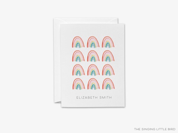 Boho Rainbow Personalized Cards Custom Rainbow Folded Cards | Etsy