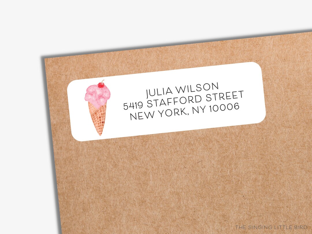 Ice Cream Return Address Labels PRINTED | White Matte Address Envelope ...