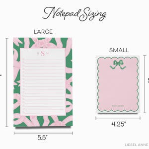 Personalized Pink and Green Bow Notepad Pink and Green to Do List Preppy Feminine Notepads ...