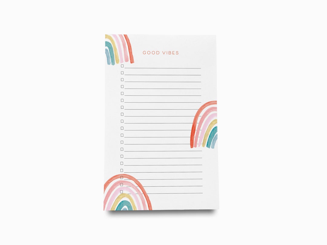 Boho Rainbow Notepad Bohemian Rainbow Notepad Set Rainbow to Do List ...