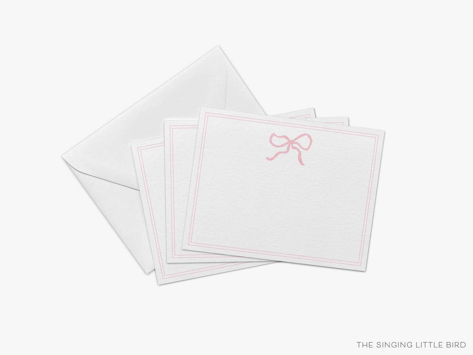 Light Pink Bow Flat Notecards [set of 8] | Pink Bow Stationery | Girly ...