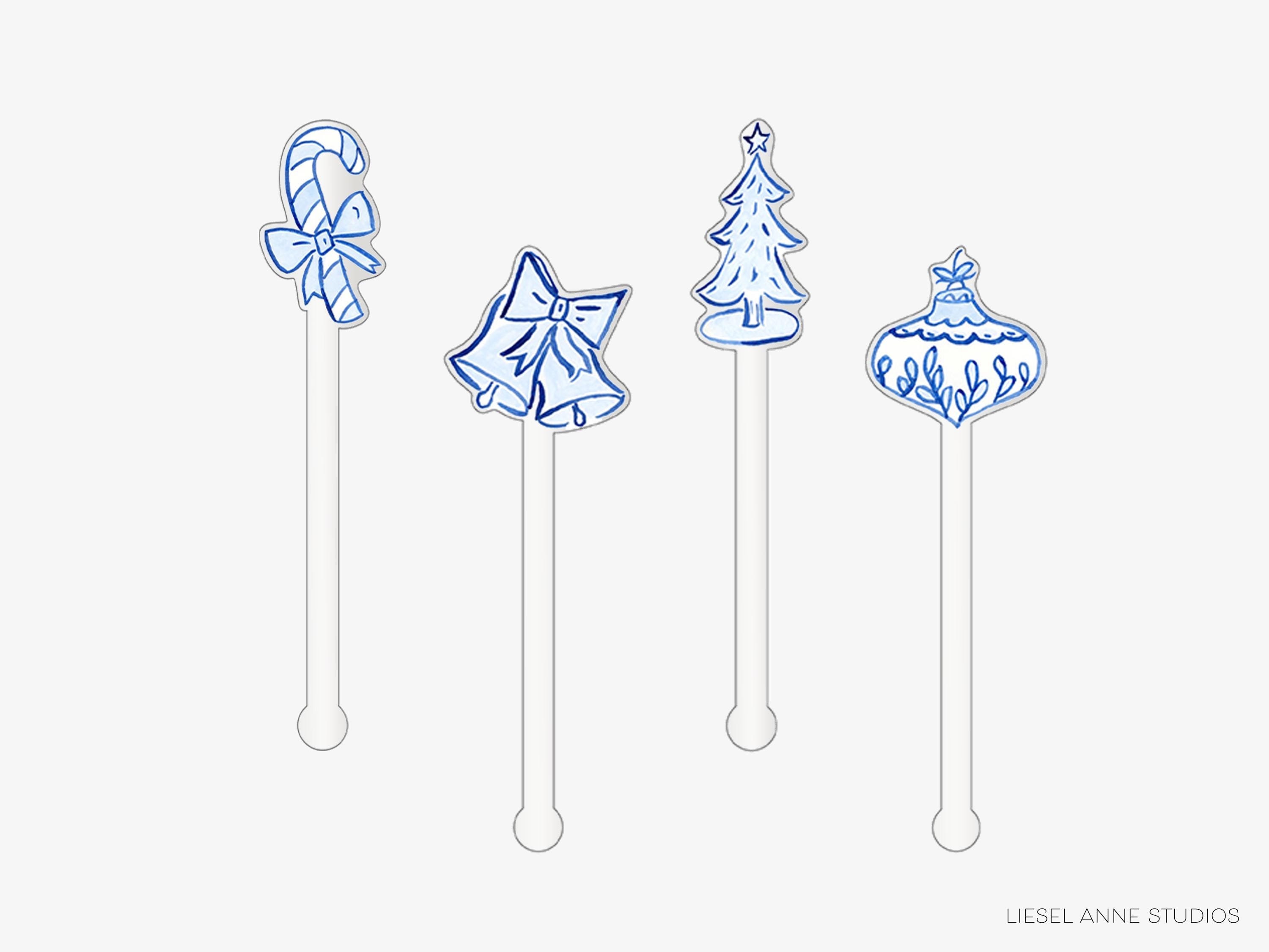 Blue and White Christmas Stir Sticks | Reusable Drink Stirrers ...