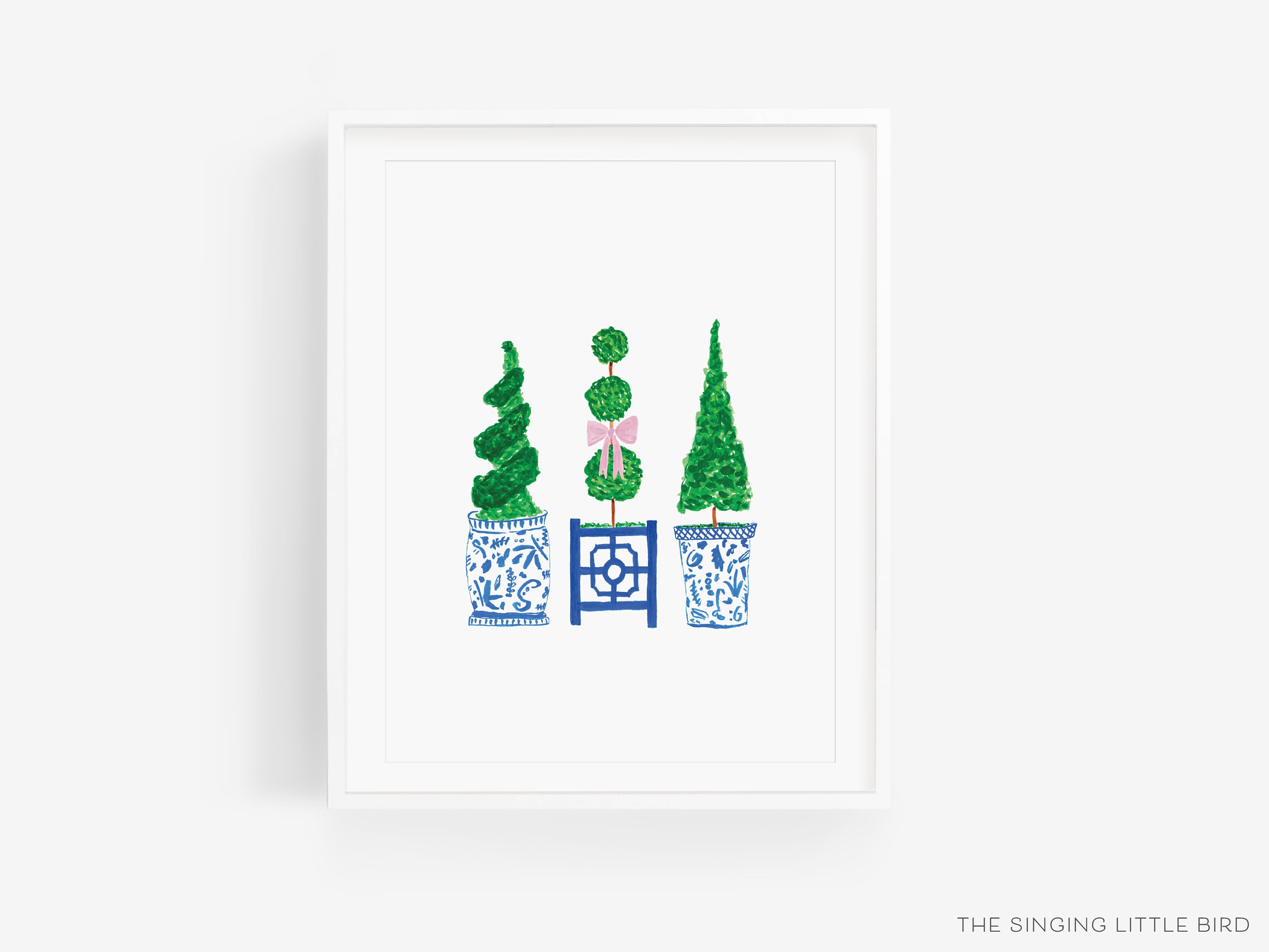 Topiary Trio Art Print | Hand Painted Ginger Jar Art | Home Watercolor ...