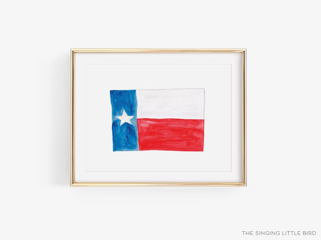 Texas Flag Watercolor Print | Hand Painted Watercolor Texas Art | Texas ...