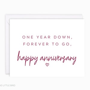 One Year Anniversary Card / One Year Down Forever To Go | Etsy