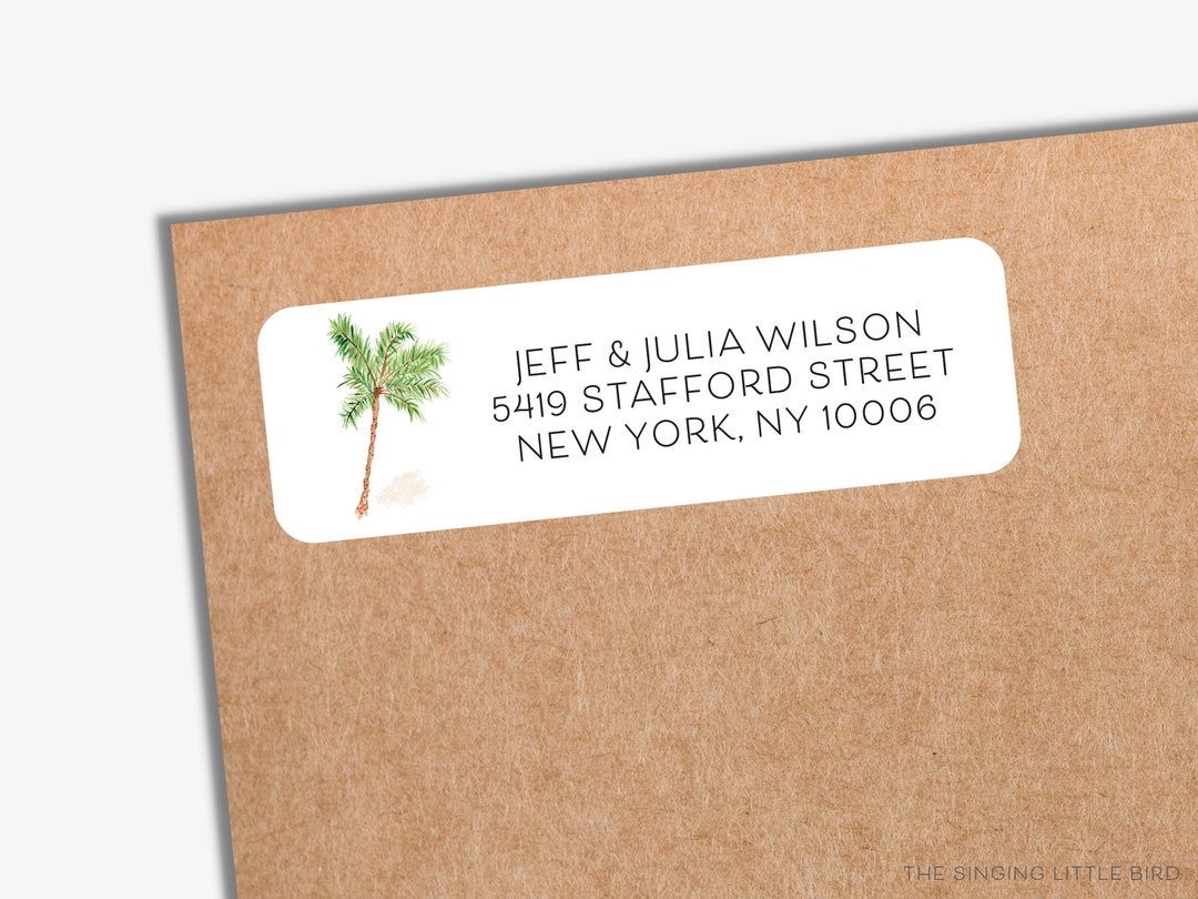 Palm Tree Return Address Labels PRINTED | White Matte Address Envelope ...