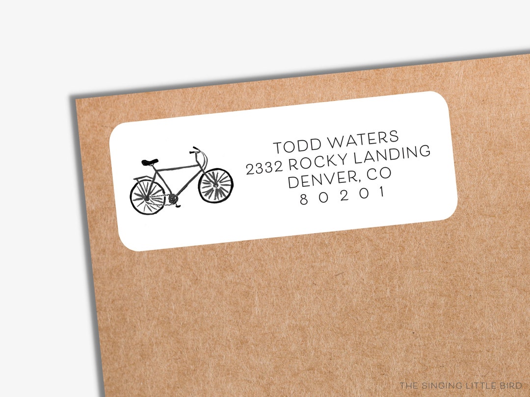 Bicycle Return Address Labels PRINTED | White Matte Address Envelope ...