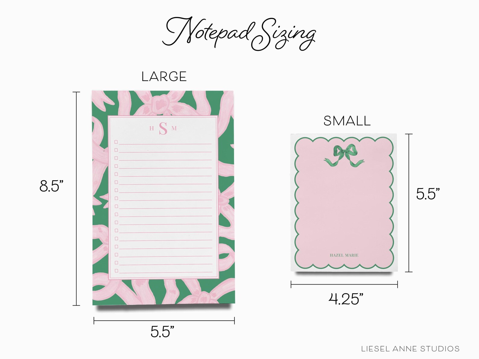 Personalized Pink and Green Bow Notepad| Pink and Green to Do List ...