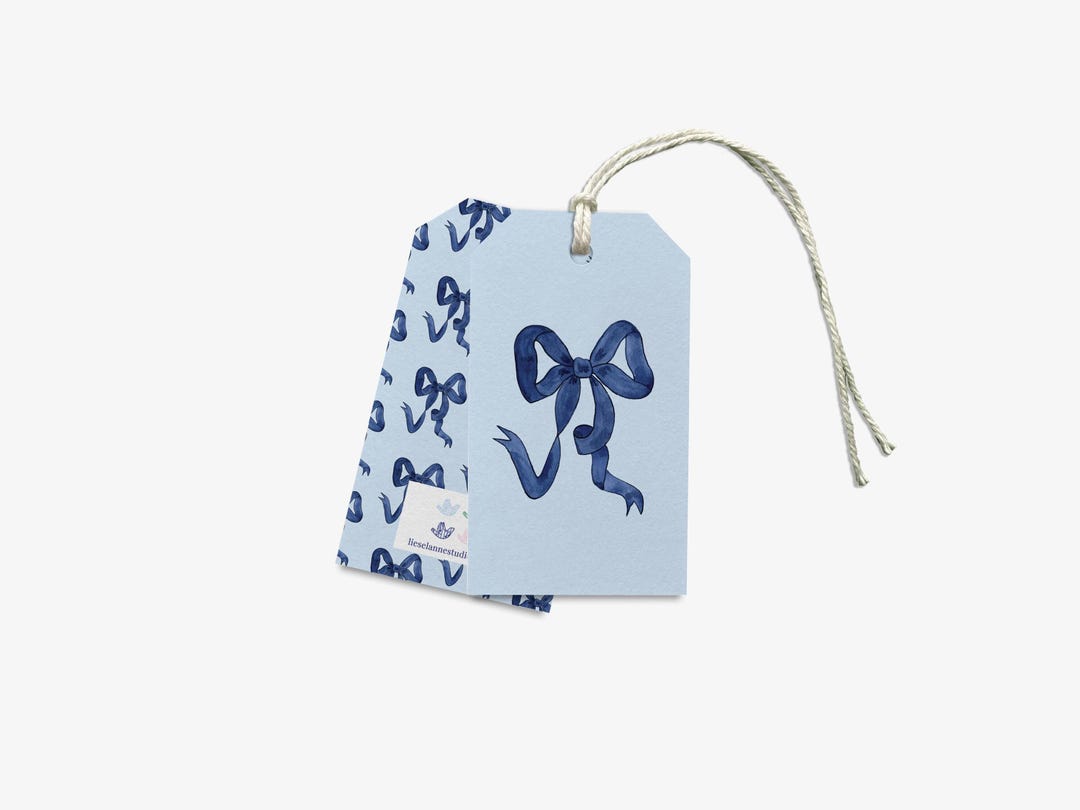 Navy and Light Blue Bow Gift Tag [set of 8] | Baby Shower Tag | Grand ...