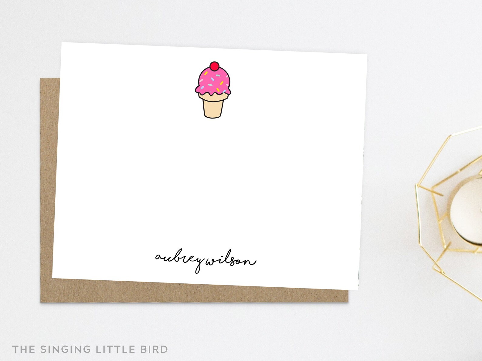Ice Cream Personalized Stationery / Ice Cream Flat Note Cards | Etsy