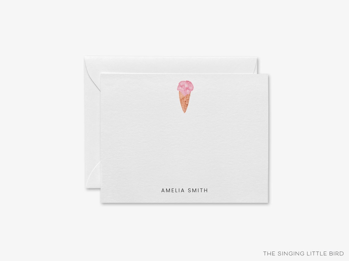 Ice Cream Personalized Stationery Ice Cream Flat Note Cards - Etsy