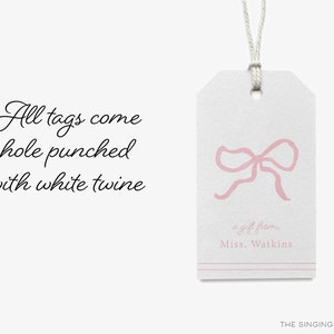 Pink Bow Gift Tags Girly Tag Feminine Tag Watercolor Hand Painted Tag ...