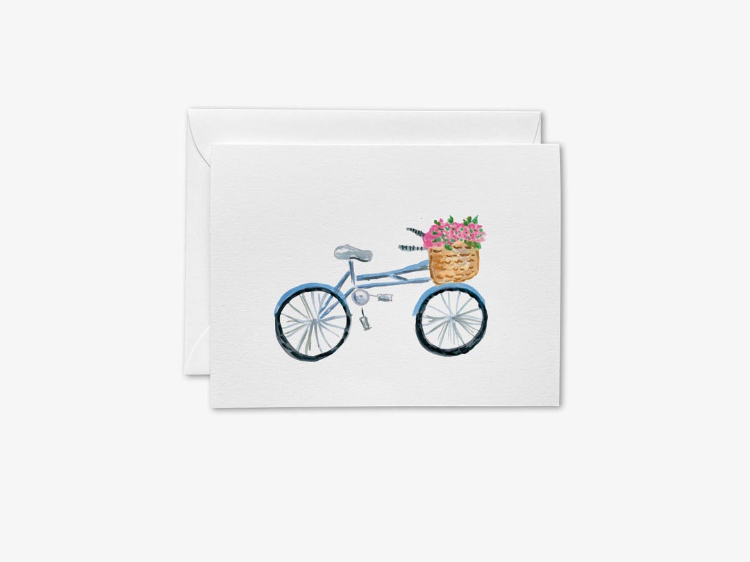 Floral Bicycle Thank You Cards | Feminine Bike Notes - Etsy
