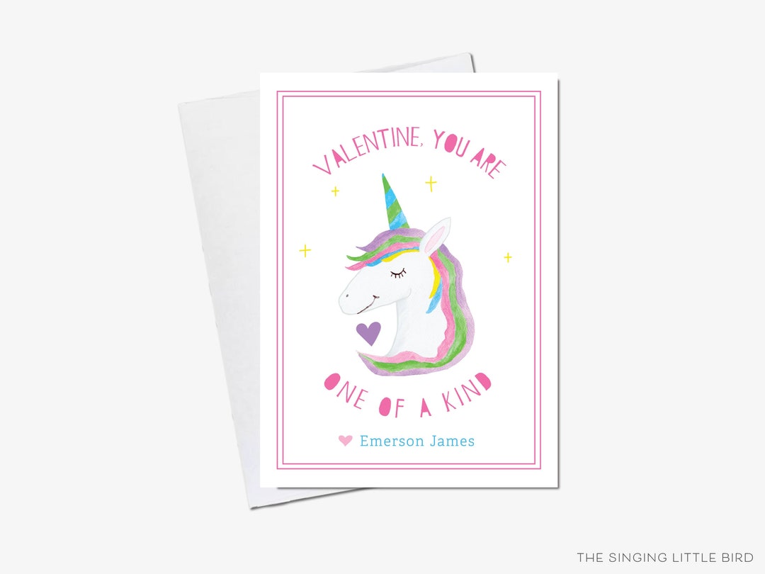 Personalized Kids Valentine Cards for School Unicorn Valentine's Day ...