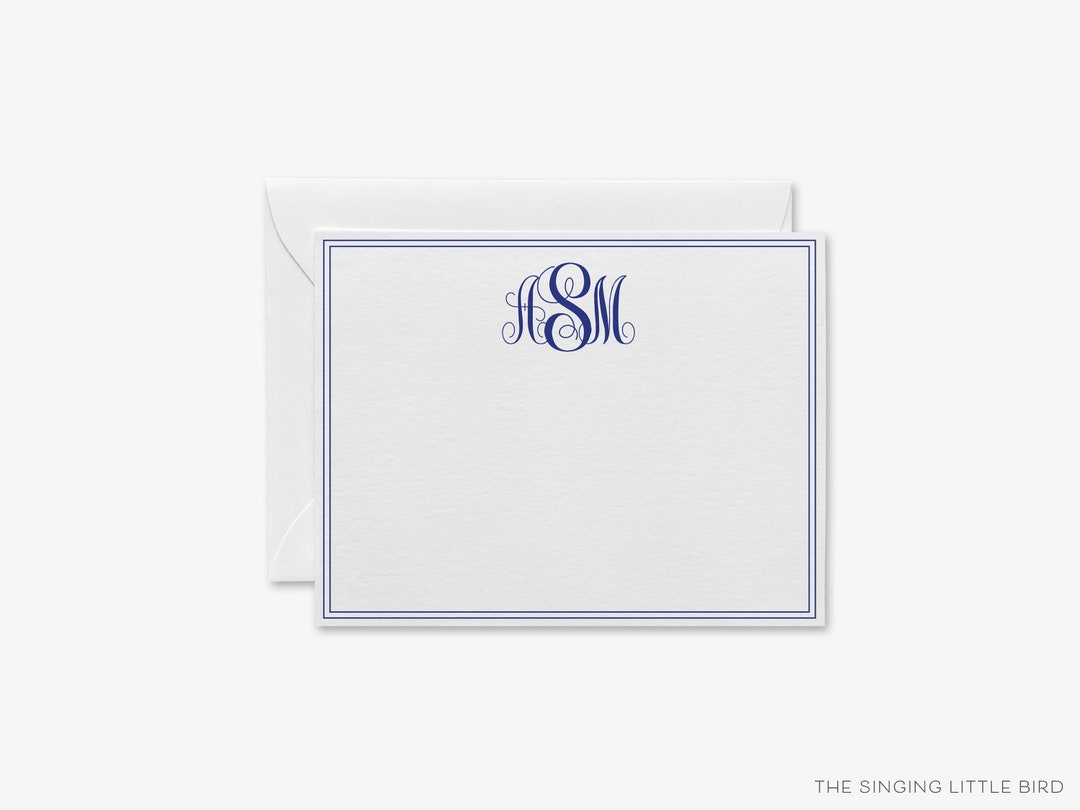 Monogram Personalized Stationery | Flat Note Cards | Custom Gift for ...