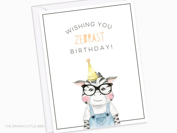 Zebra Birthday Card Funny Zebra Lover Happy Birthday Card | Etsy