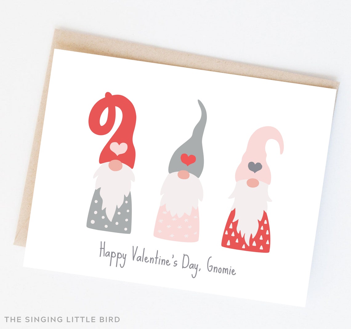 Gnome Valentine's Day Card for Friend / Happy | Etsy