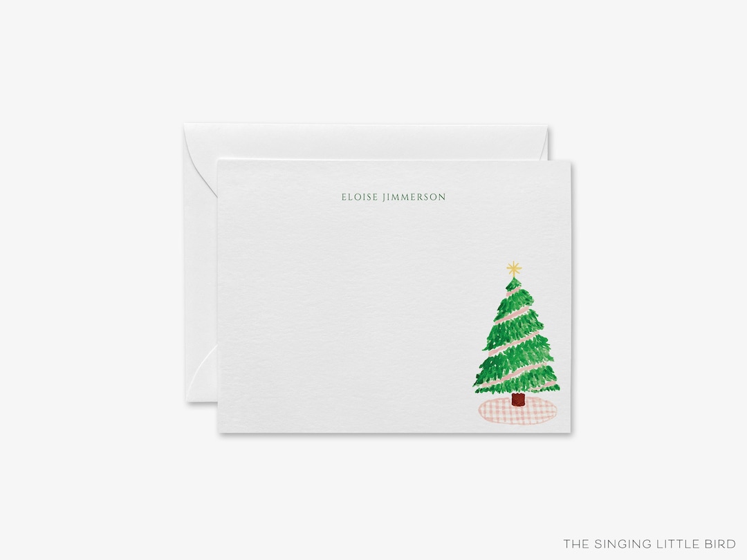 Holiday Thank You Notes | Pink Christmas Family Stationery | Gingham ...