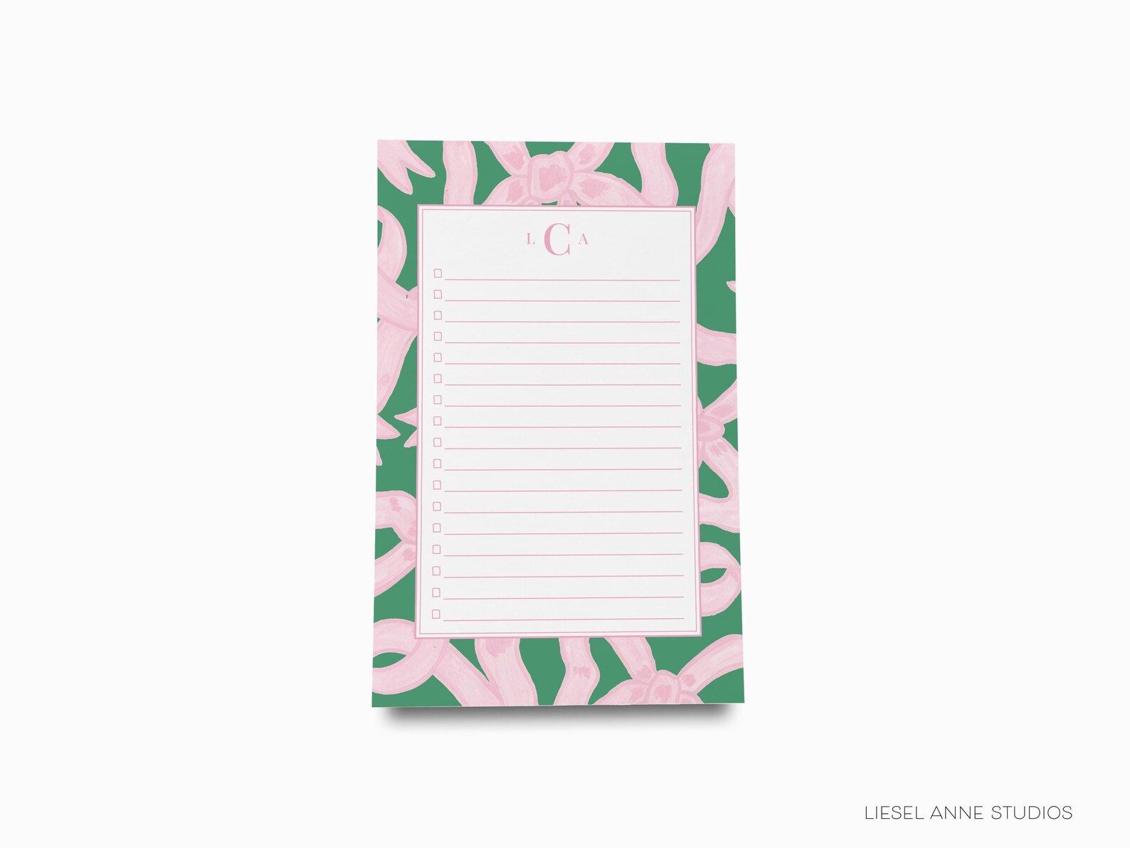Personalized Pink and Green Bow Notepad| Pink and Green to Do List ...