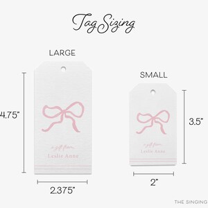 Pink Bow Gift Tags Girly Tag Feminine Tag Watercolor Hand Painted Tag ...