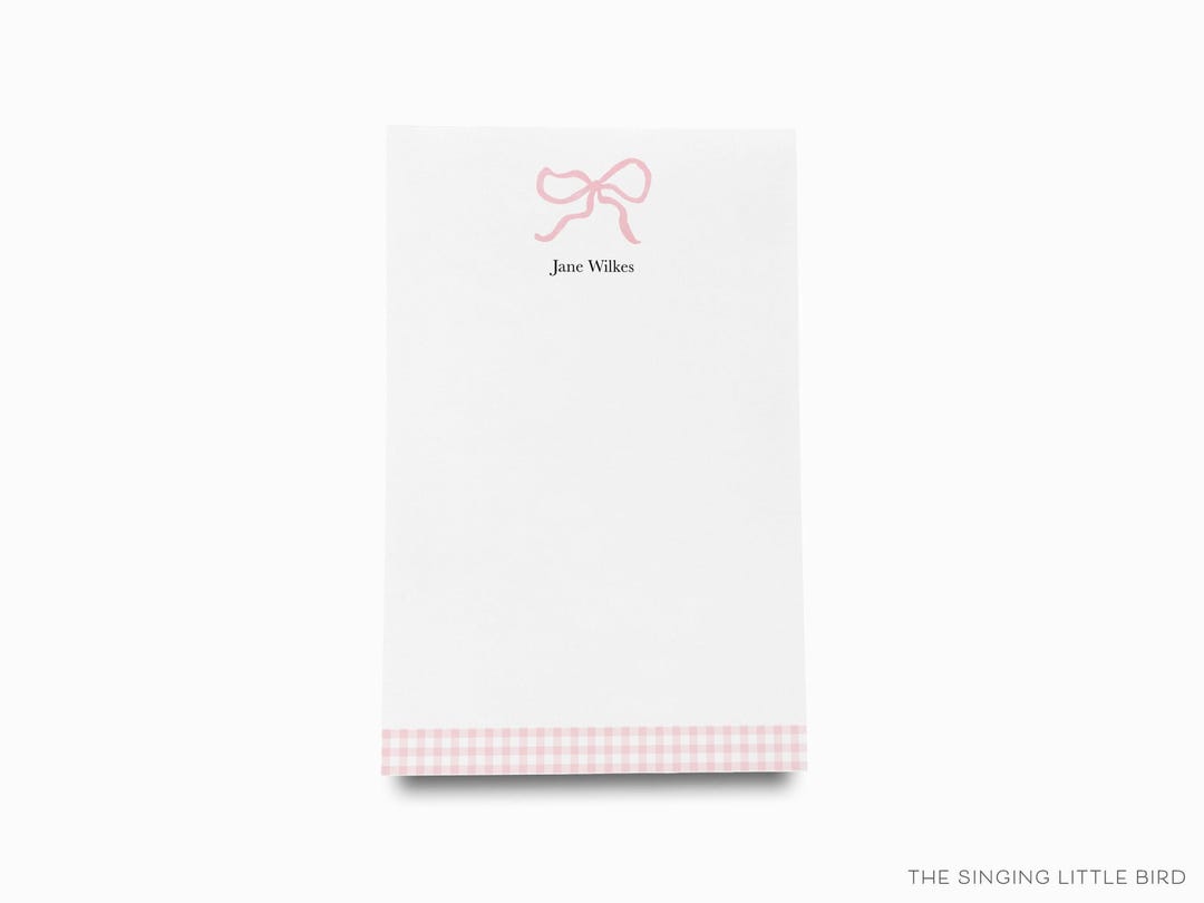 Personalized Pink Bow Notepad | Pink Gingham Notepad Set | Pink to Do List | Preppy Feminine ...