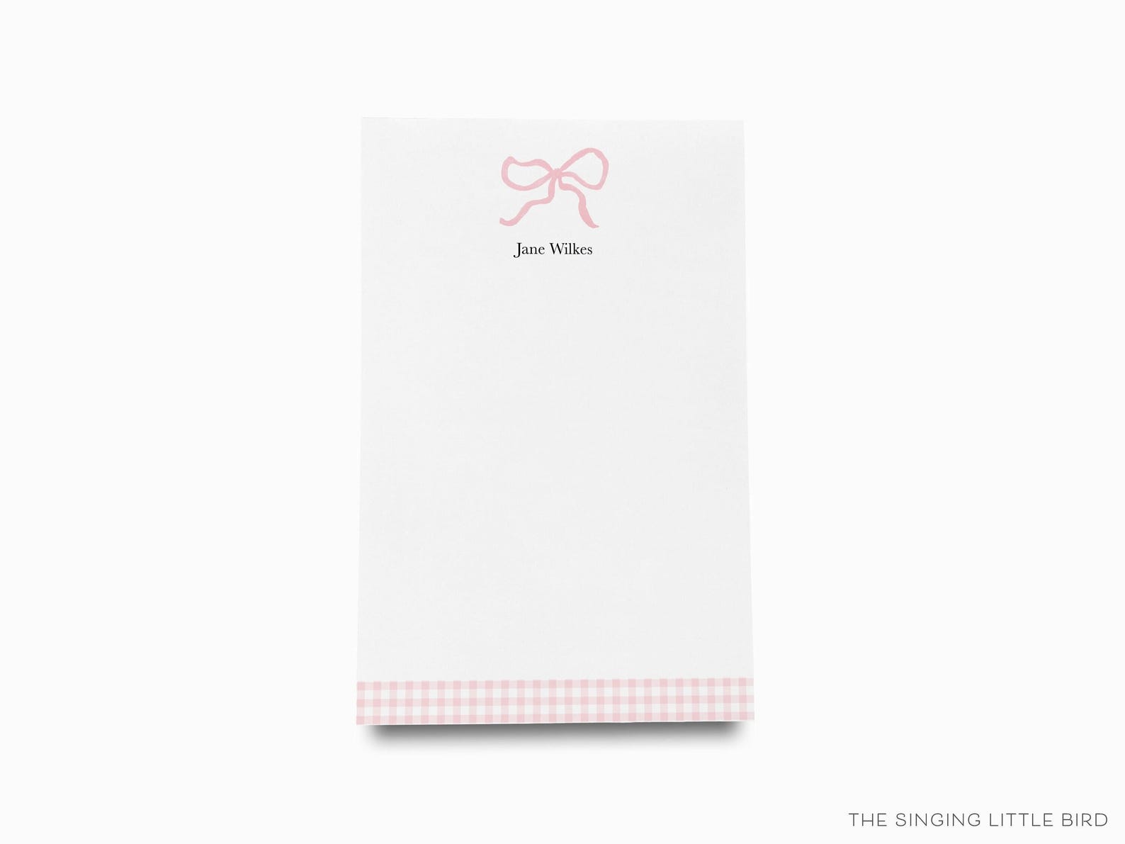 Personalized Pink Bow Notepad | Gingham Stationery Set - Etsy