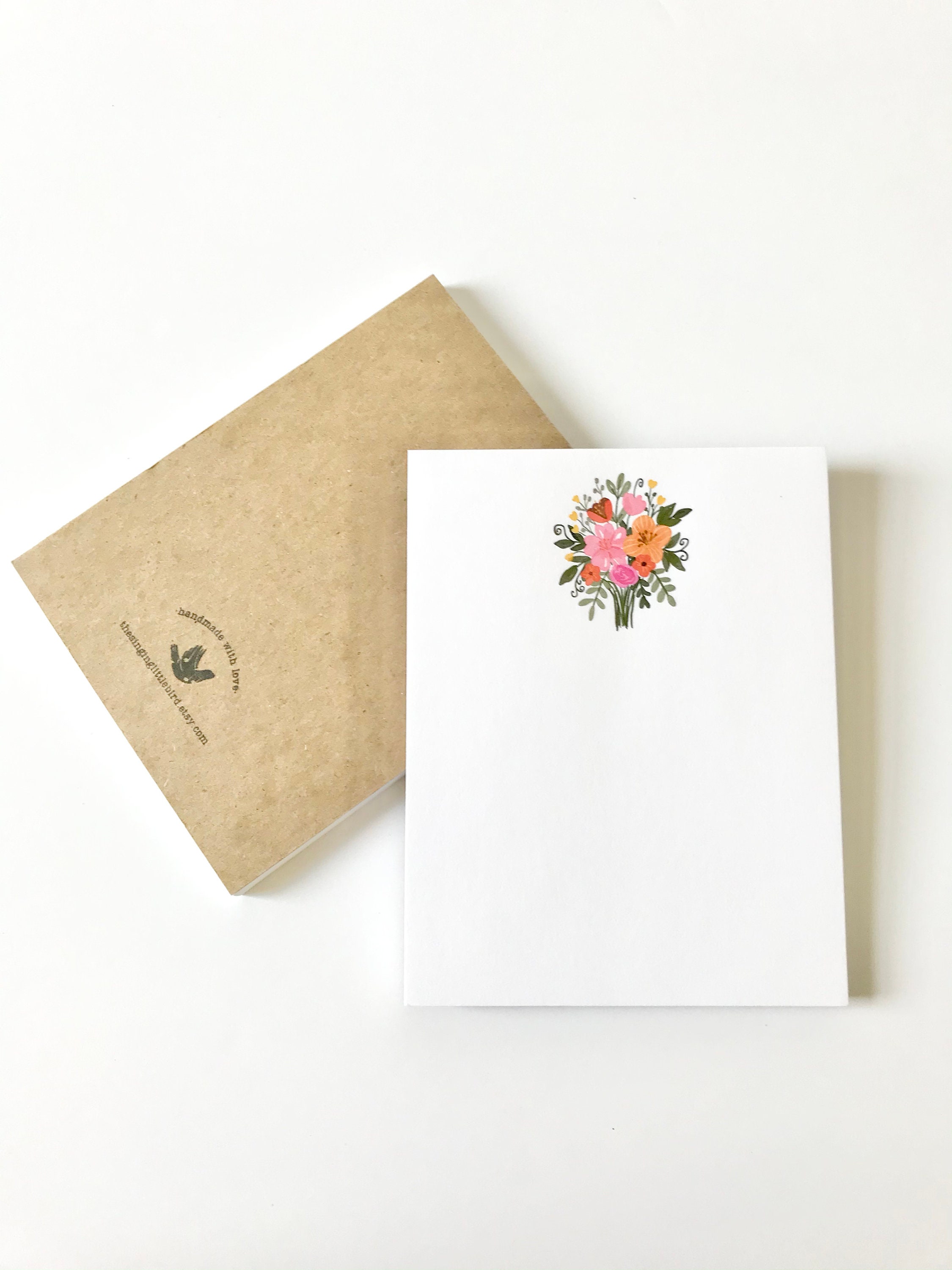 Floral Bouquet Notepad Botanical Notepad Hand Painted - Etsy